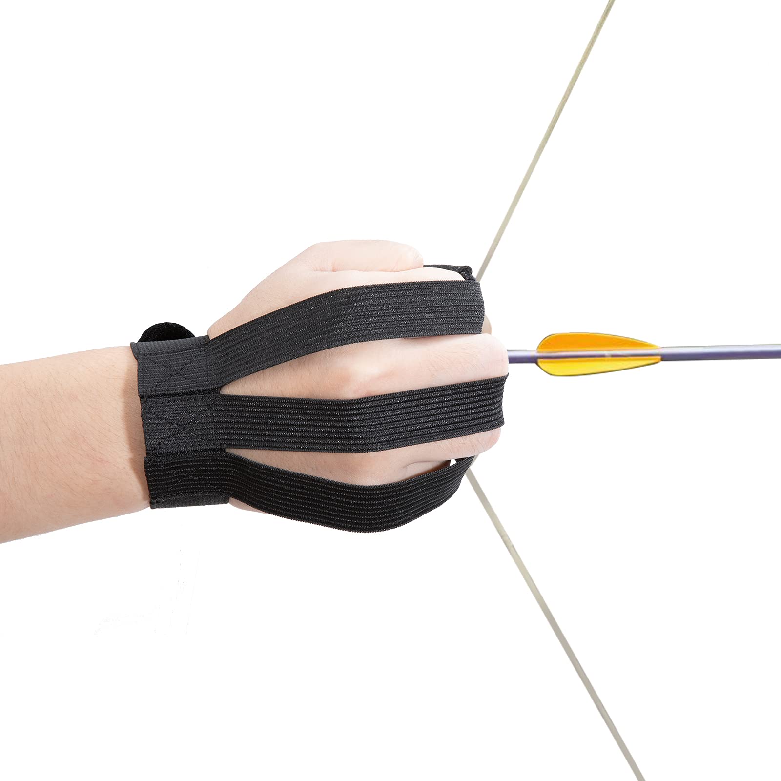 ONLYFU Archery Gloves Archery Shooting Gloves 3 Finger Protective Gloves for Youth Adult Beginner(Black)