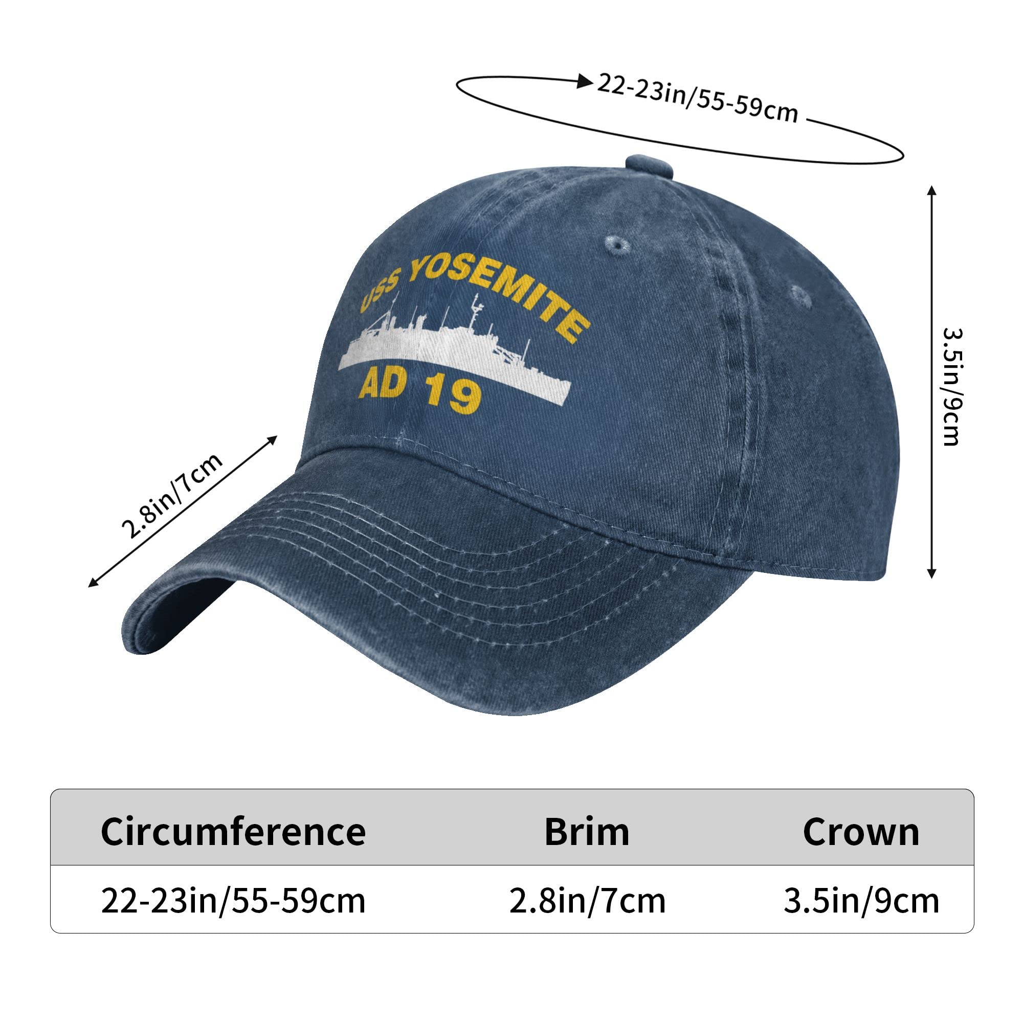 USS Yosemite AD 19 Vintage Sandwich Hat Baseball Caps Denim Hats Cowboy