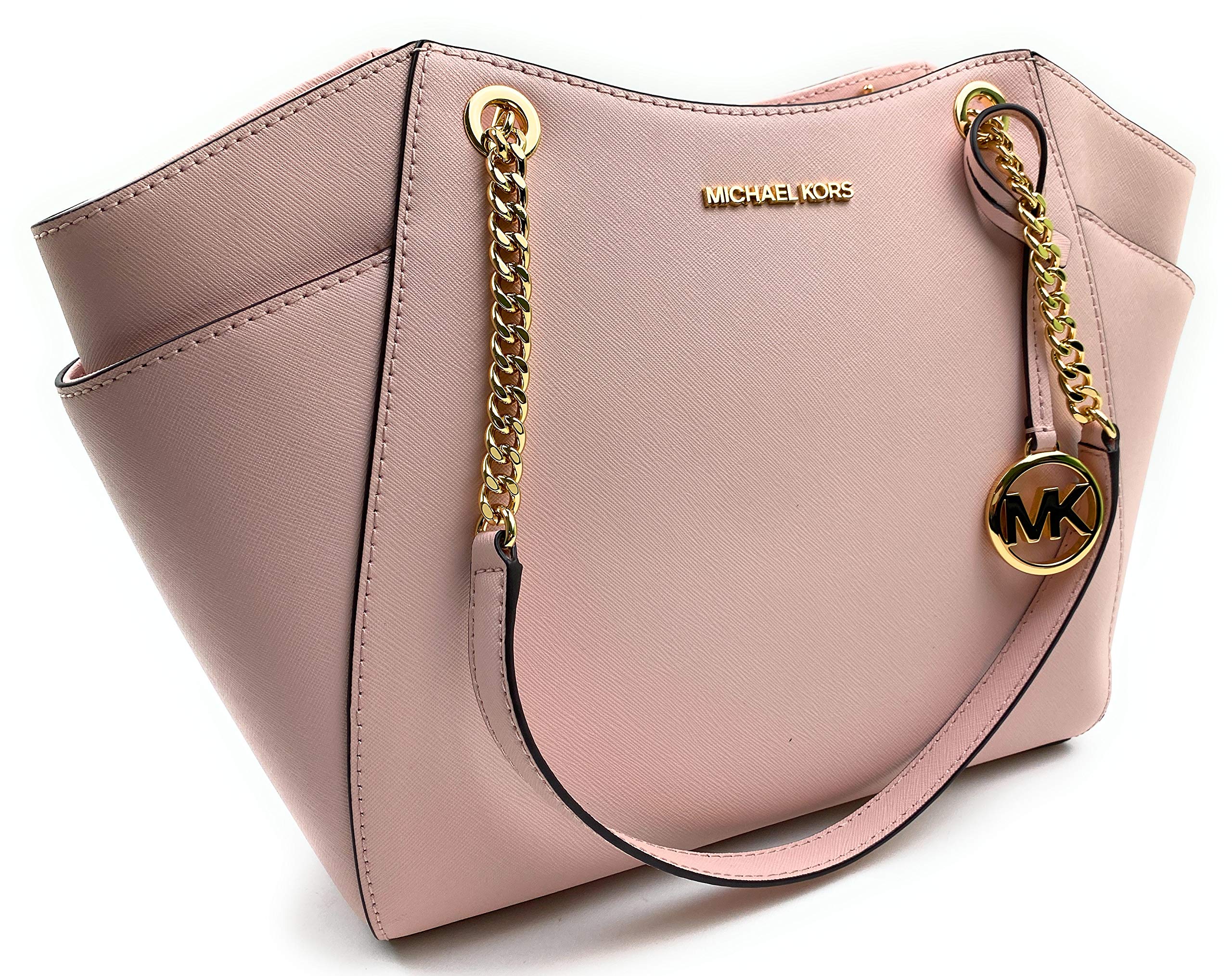 Michael Kors Jet Set Travel Large Chain Shoulder Tote bundled with Michael Kors Jet Set Travel Trifold Wallet (Powder Blush)