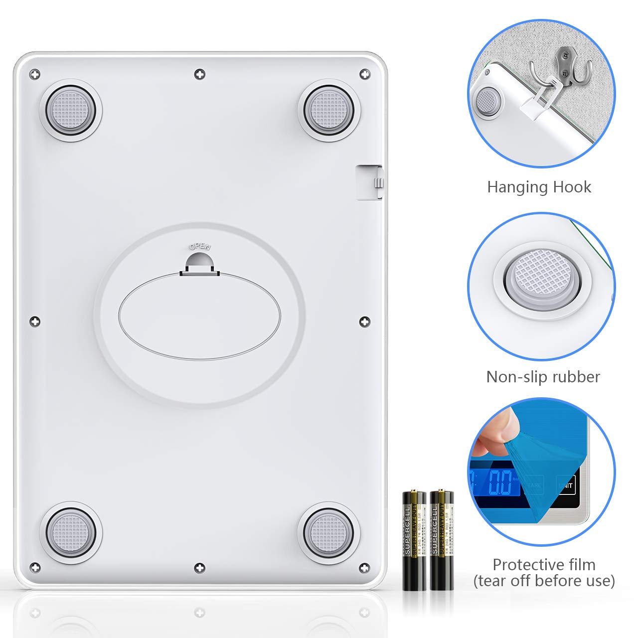 Nicewell Food Scale, 22lb Digital Kitchen White Scale Weight Grams and oz for Cooking Baking, 1g/0.1oz Precise Graduation,Tempered Glass Scale (White)