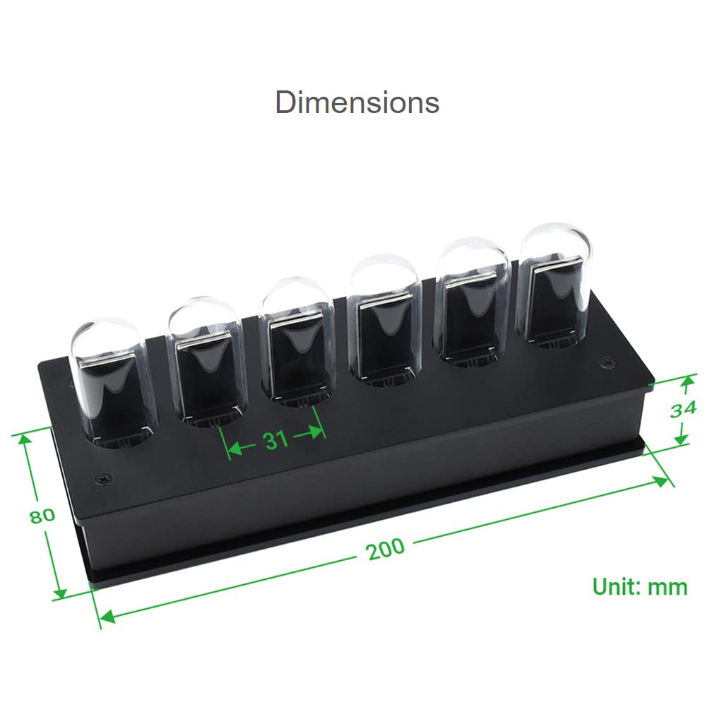 Waveshare Programmable RGB Pseudo Nixie Tube Clock Compatible with Raspberry Pi Pico/Zero Retro Desktop Digital Clock