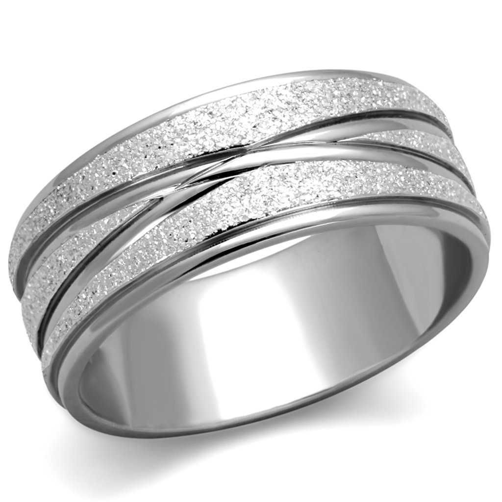 Marimor Jewelry Stainless Steel 316 Glitter 8mm Wide Anniversary Wedding Band Ring Size 6