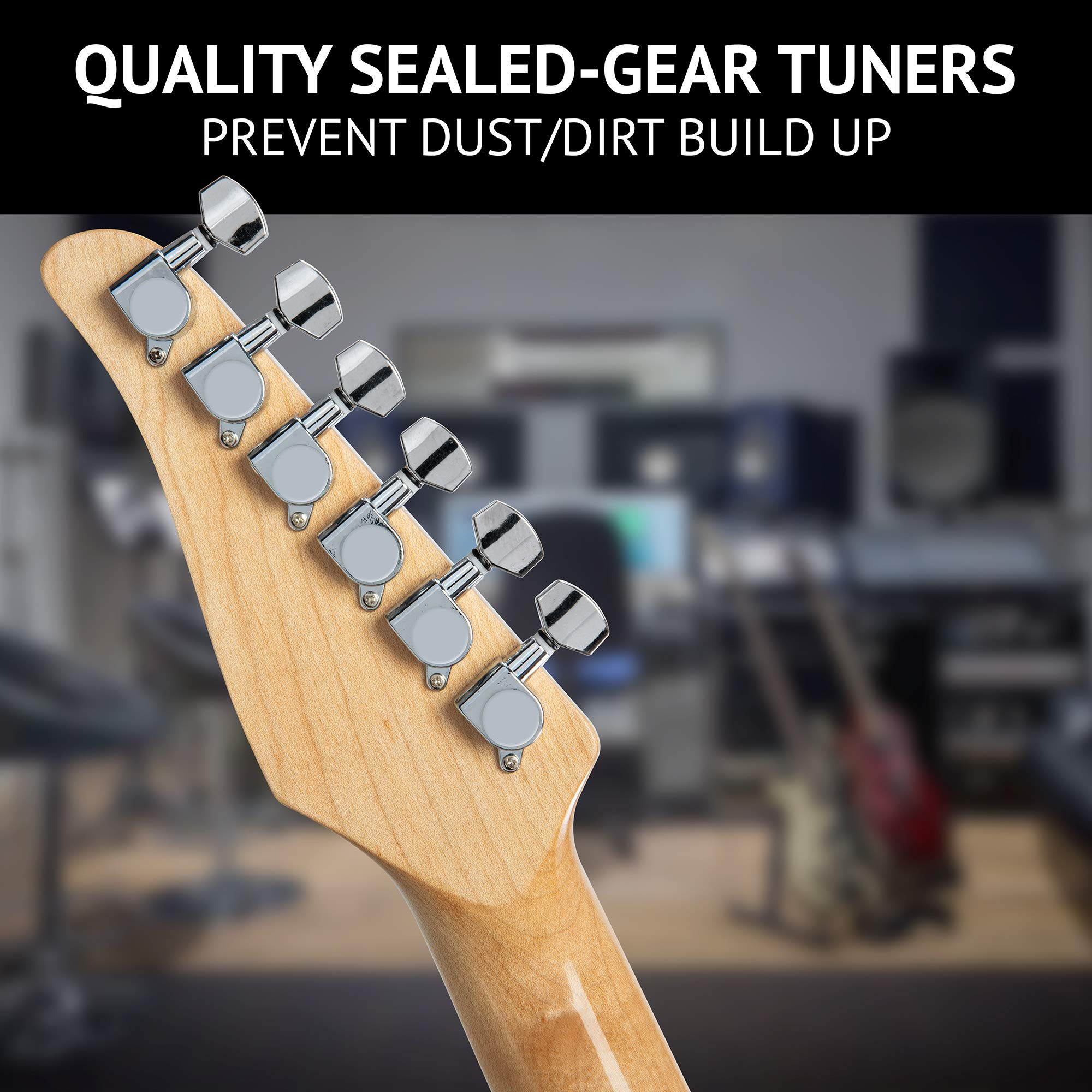 LyxPro 39” Electric Guitar TL Series, Full-Size Paulownia Wood Body, 3-Ply Pickguard, C-Shape Neck, Ashtray Bridge, Quality Gear Tuners, 3-Way Switch & Volume/Tone Controls, 2 Picks Included, Mahogany