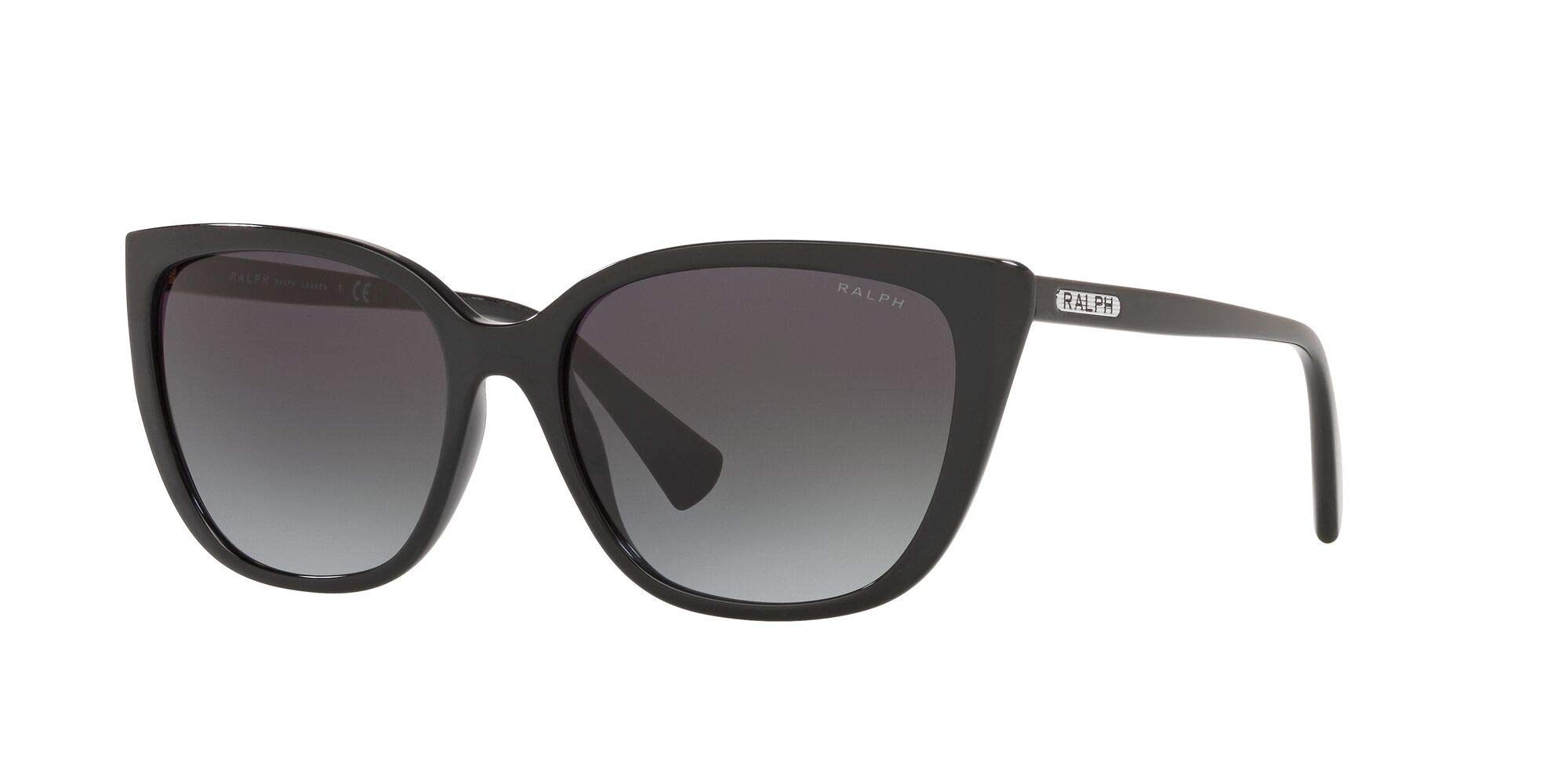 Ralph by Ralph Lauren Women's RA5274 Butterfly Sunglasses, Shiny Black/Grey Gradient, 56 mm