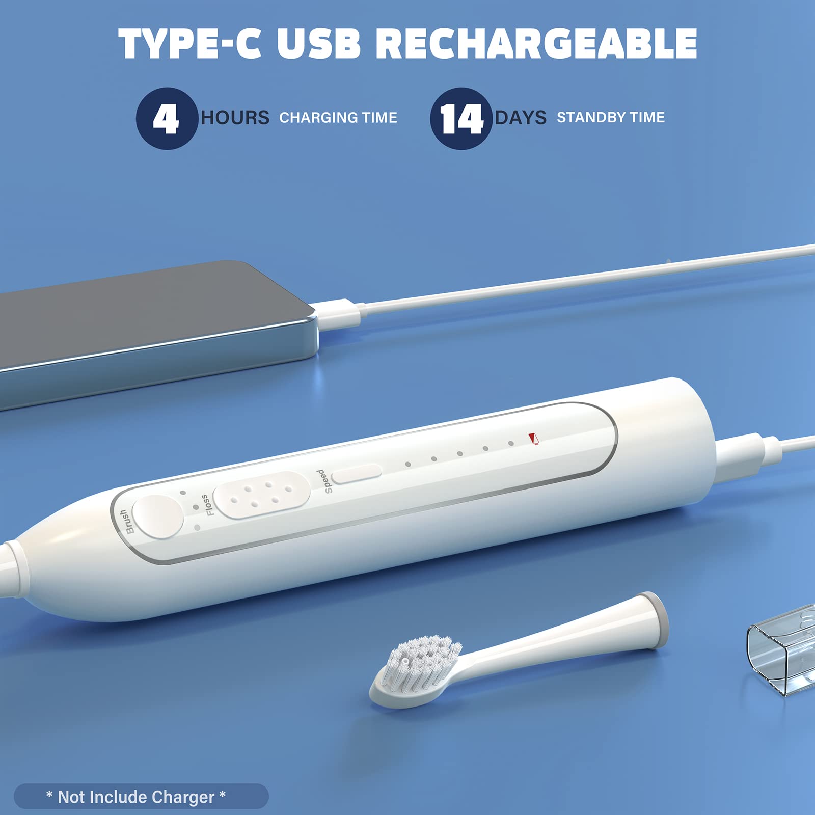ZoCCee Electric Toothbrush and Water Flosser Combo - Professional USB Rechargeable Flossing Toothbrush - 3 Modes & 5 Pulse & 500ml/17oz Capacity - Flossing and Brushing in One Step (White)