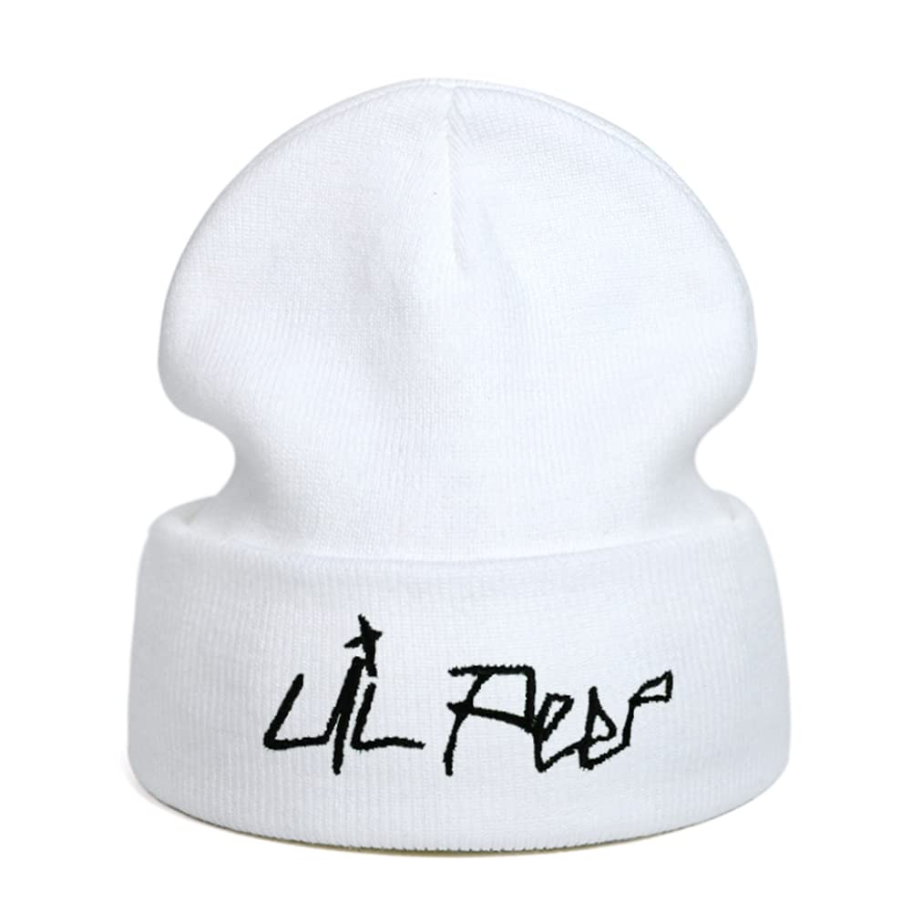 SHENGJIAHUA Embroidered Stretchy Knit Beanie Hat Men Women Skullies Warm Unisex(White)