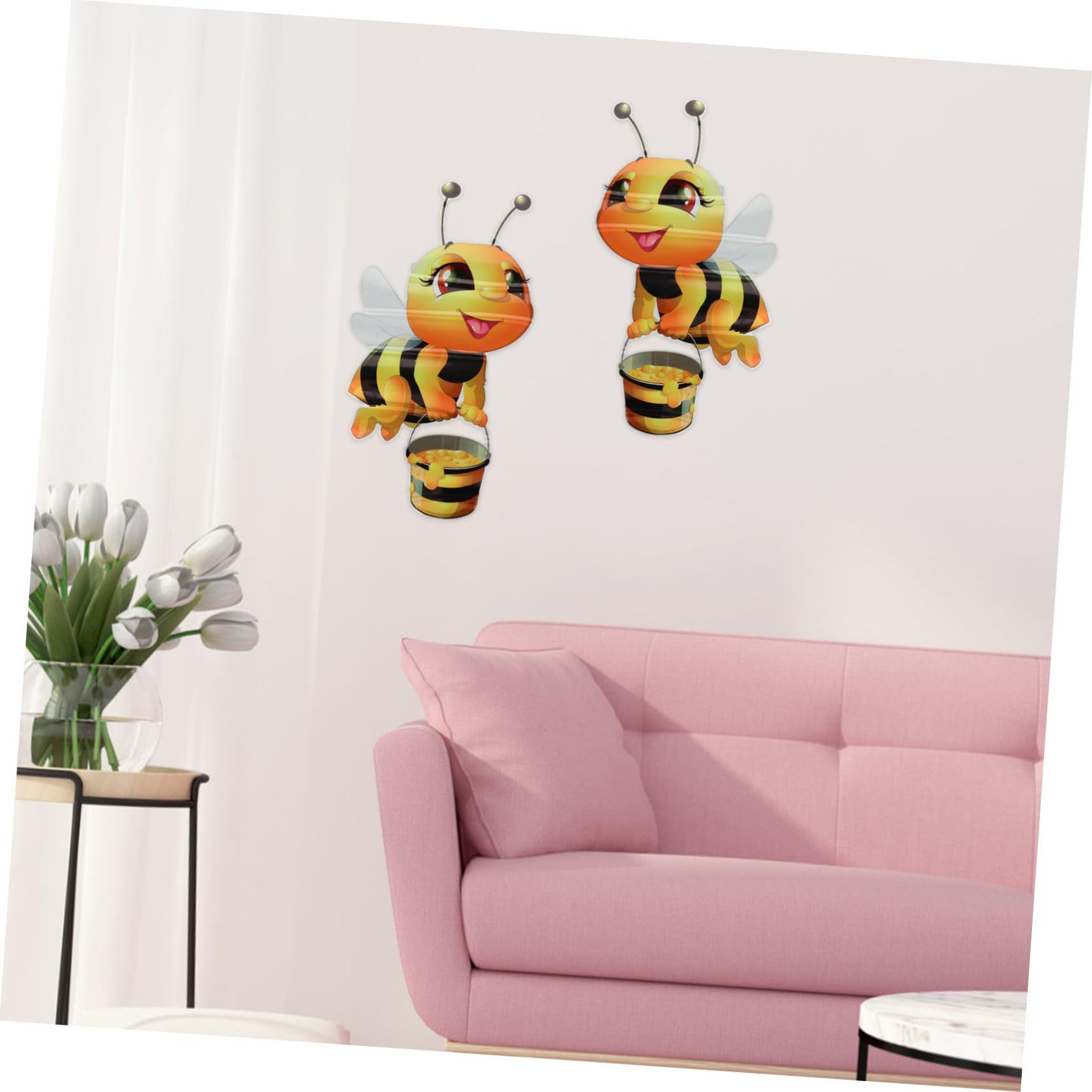 Toddmomy 2Pcs Bee Wall Stickers Bumblebee Decor Removable Mural Decals Honey Bee Clings for Kids Bedroom Nursery Playroom Decorations