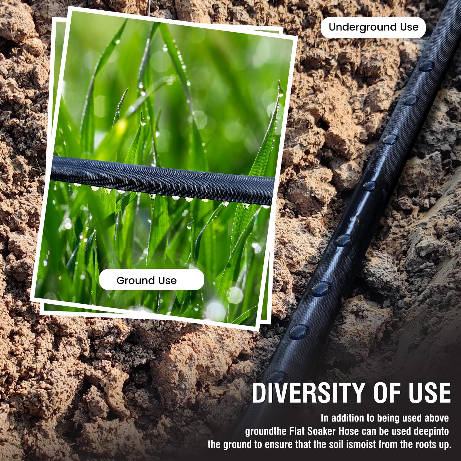 Soaker Hose 50ft for Garden Beds, Drip Irrigation Hose Saves 80% Water, Leak Proof Sprinkler Hose For Garden, Lawn, Flower Bed, Vegetable Field (50FT)