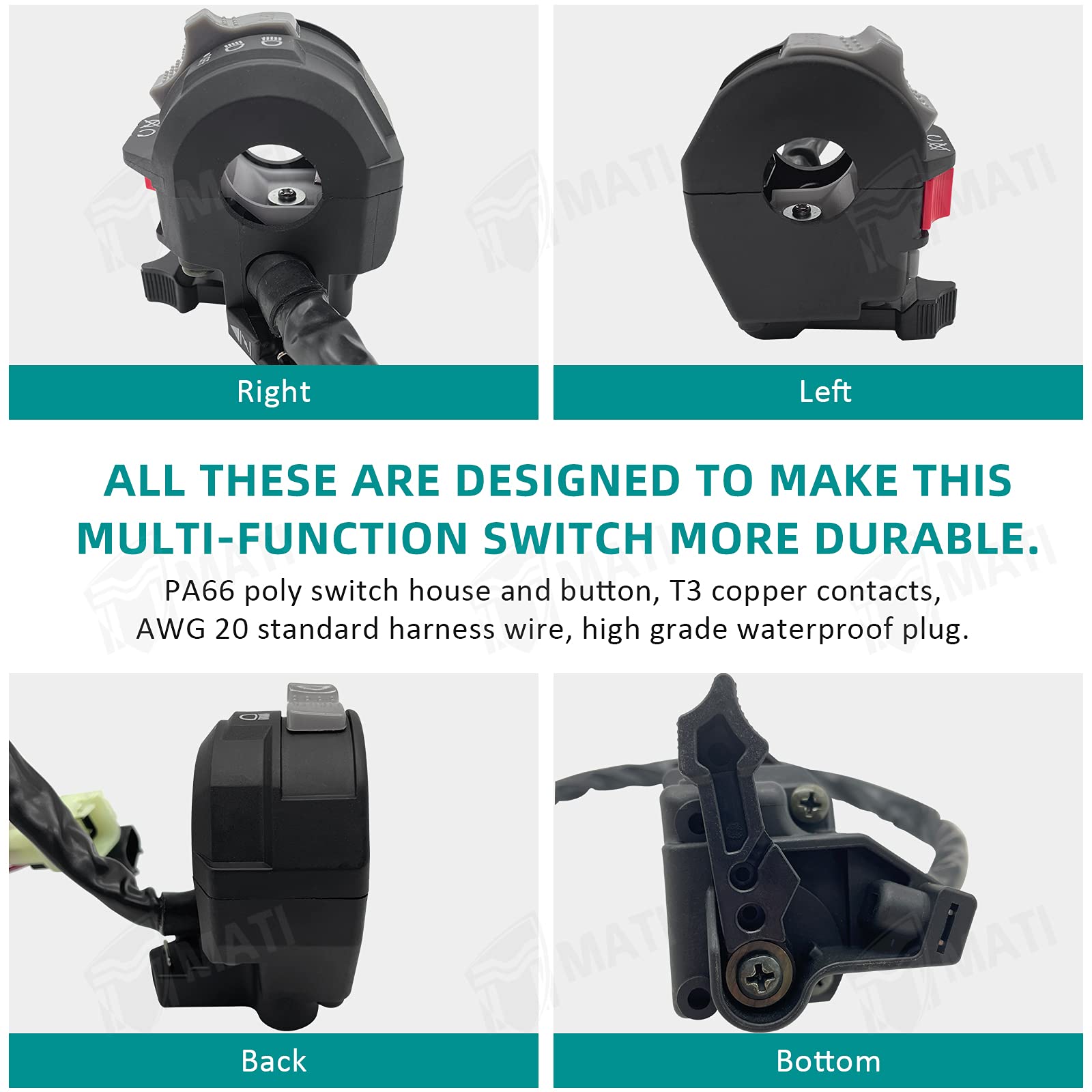 M MATI Left Handlebar Switch Control Engine Start Run Off Headlight for Yamaha YFM Big Bear 250/400 Grizzly 350/400/660 Kodiak 400/450 Wolverine 350/450 Raptor 350/660 Bruin 250/350 5LP-83973-01-00