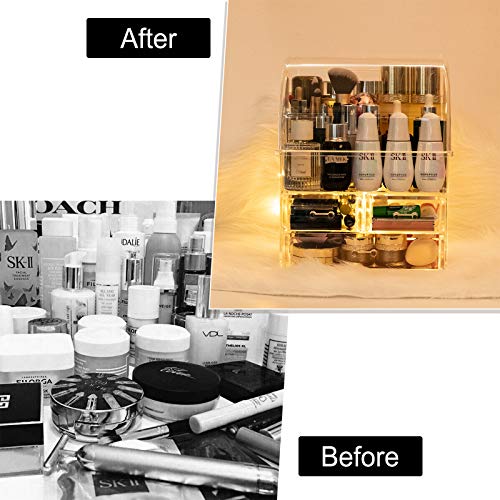 Mayyol Acrylic Makeup Organizer and Storage, Professional Skin Care Organizer Cosmetics Display Cases with Drawers, Dust Water Proof Makeup Storage for Vanity
