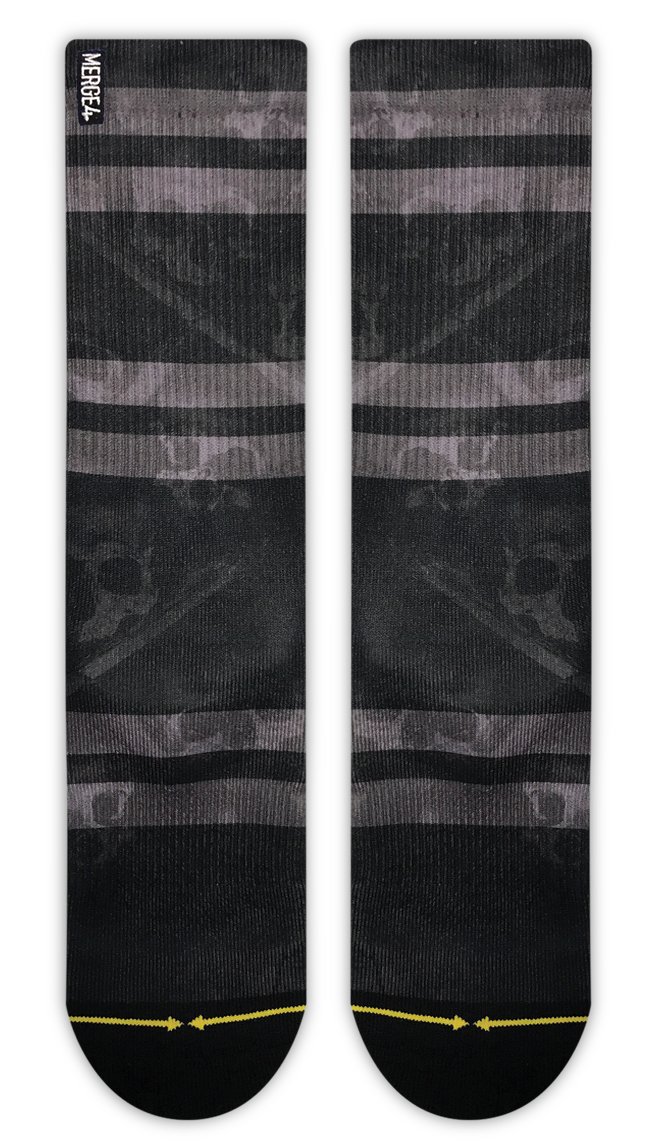 MERGE4 Skulls Black Stripe Basic Unisex Crew Sock
