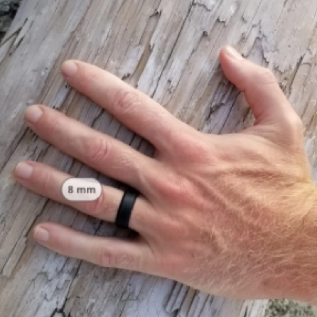OS Silicone Wedding Ring - Unisex Wedding Band for Active Lifestyle - Bevel Style Ring - Hypoallergenic material - 8mm Wide, 2.16mm Thick (Grey, 10)