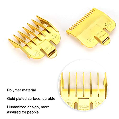 Nikou Limit Comb Guide, Oil Head Hair Clipper Limit Comb Positioning Tooth Guide Comb Haircut Accessory(Gold 1.5MM+4.5MM)