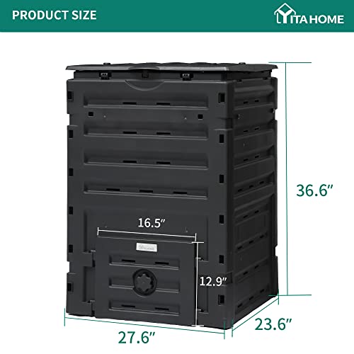 YITAHOME 120 Gallon (450L) Large Outdoor Compost Bin, Composter Box with Snap-on Top Lid and Aeration System, Lightweight Garden Compost Barrel Tumbler, Easy Assembly, BPA Free