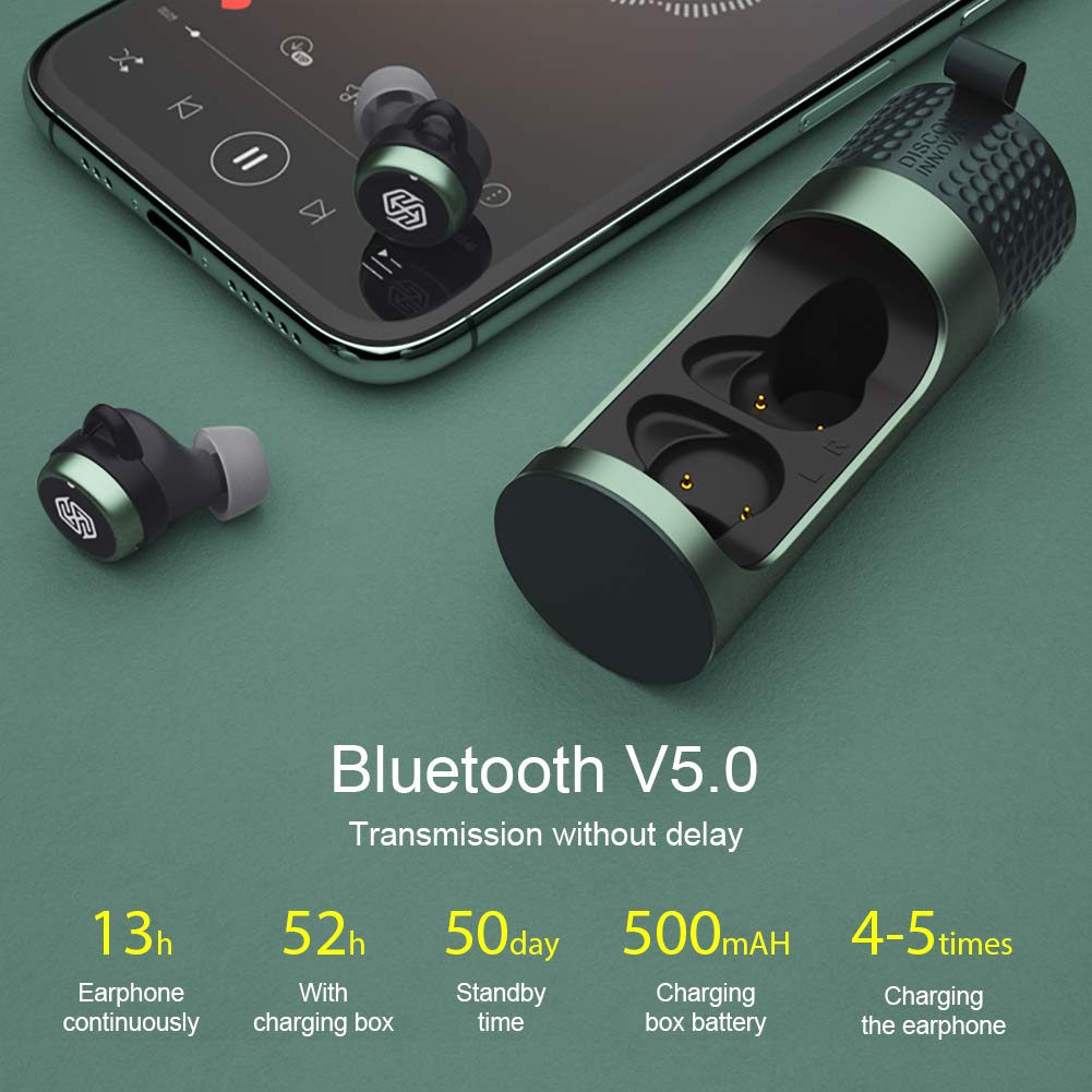 Nillkin Comfortable Wireless Earbuds, True Wireless Earbuds Bluetooth 5.0 65 Hours Battery Life with Charging Case Bluetooth Headphones Mic True Wireless Headphones Deep Bass for Sport S21 Ultra