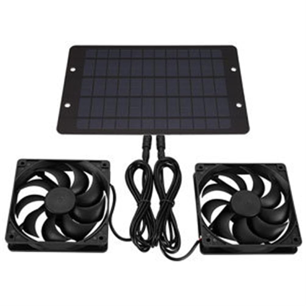 Lerpwige Solar Twin Fan Electric Ventilation Device Portable Solar Electric Ventilator With Double Fan System Energysaving Choice Solar Powered Double Fan