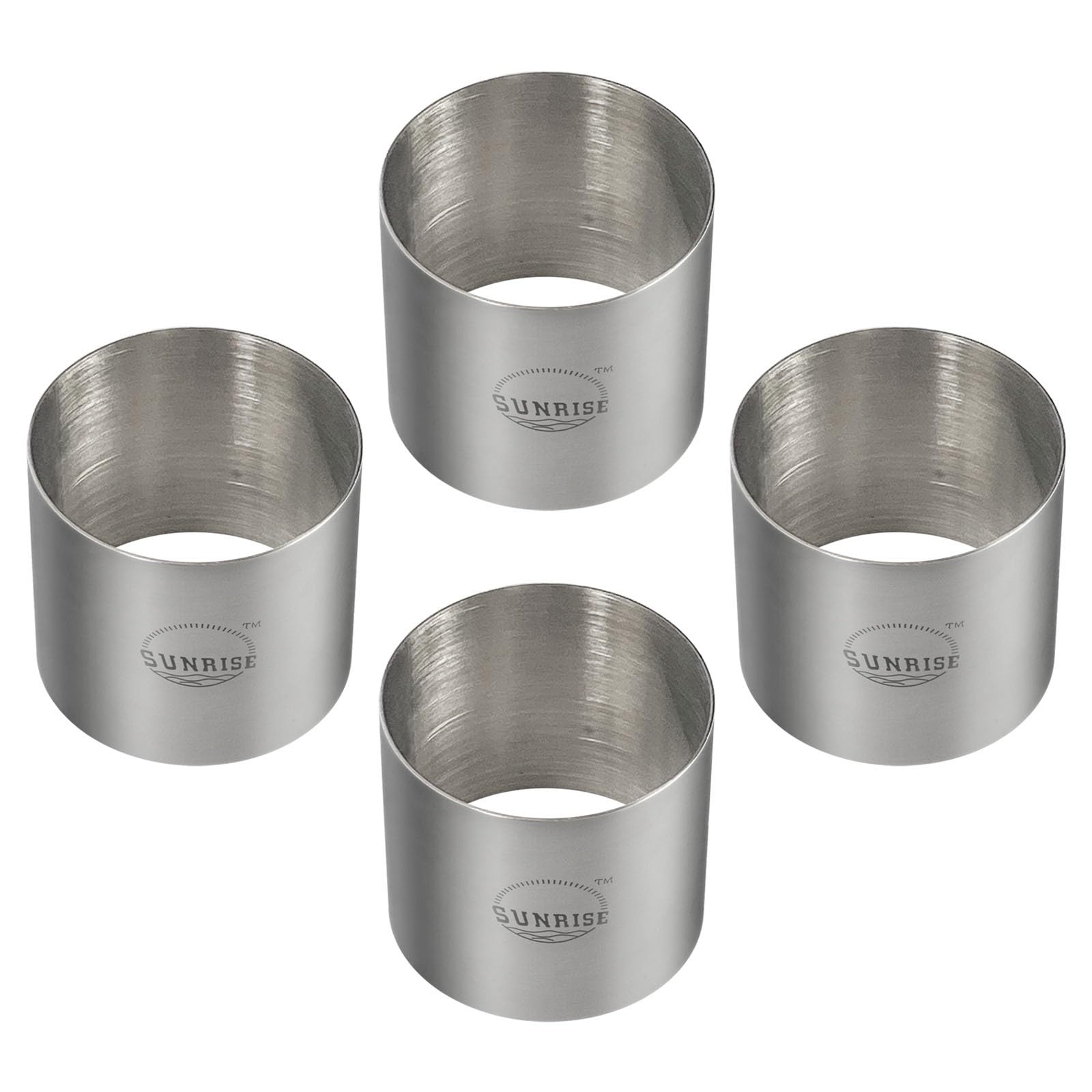 Sunrise Kitchen Supply (Pack of 4) Plating Forms Stainless Steel Ring Mold Sets 3" X 2.75" (3" x 2.75")