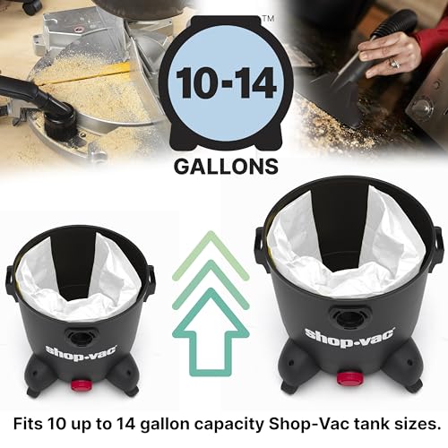 Shop-Vac 9066233, Disposable Collection Filter Bags, Fits 10-14 Gallon Tanks, White, Vacuum Filter Bags, Dry Pick Up Only, (3 Pack)