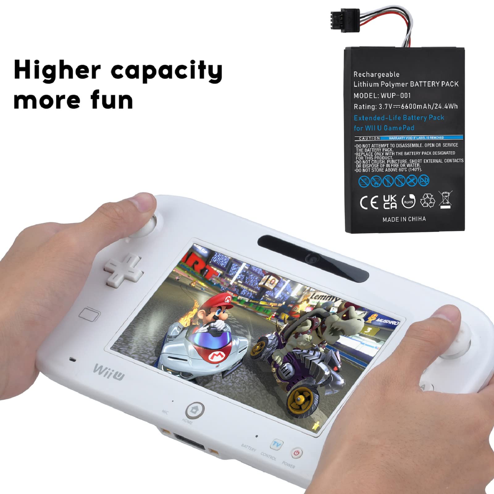 Uwayor Wii U Gamepad Battery, 2000mAh Rechargeable Battery for Nintendo Wii U Gamepad WUP-010 WUP-012 Battery with Screwdriver
