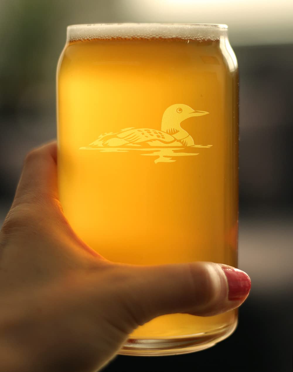 Loon Beer Can Pint Glass - Fun Bird Themed Gifts and Decor for Men & Women - 16 oz Glasses