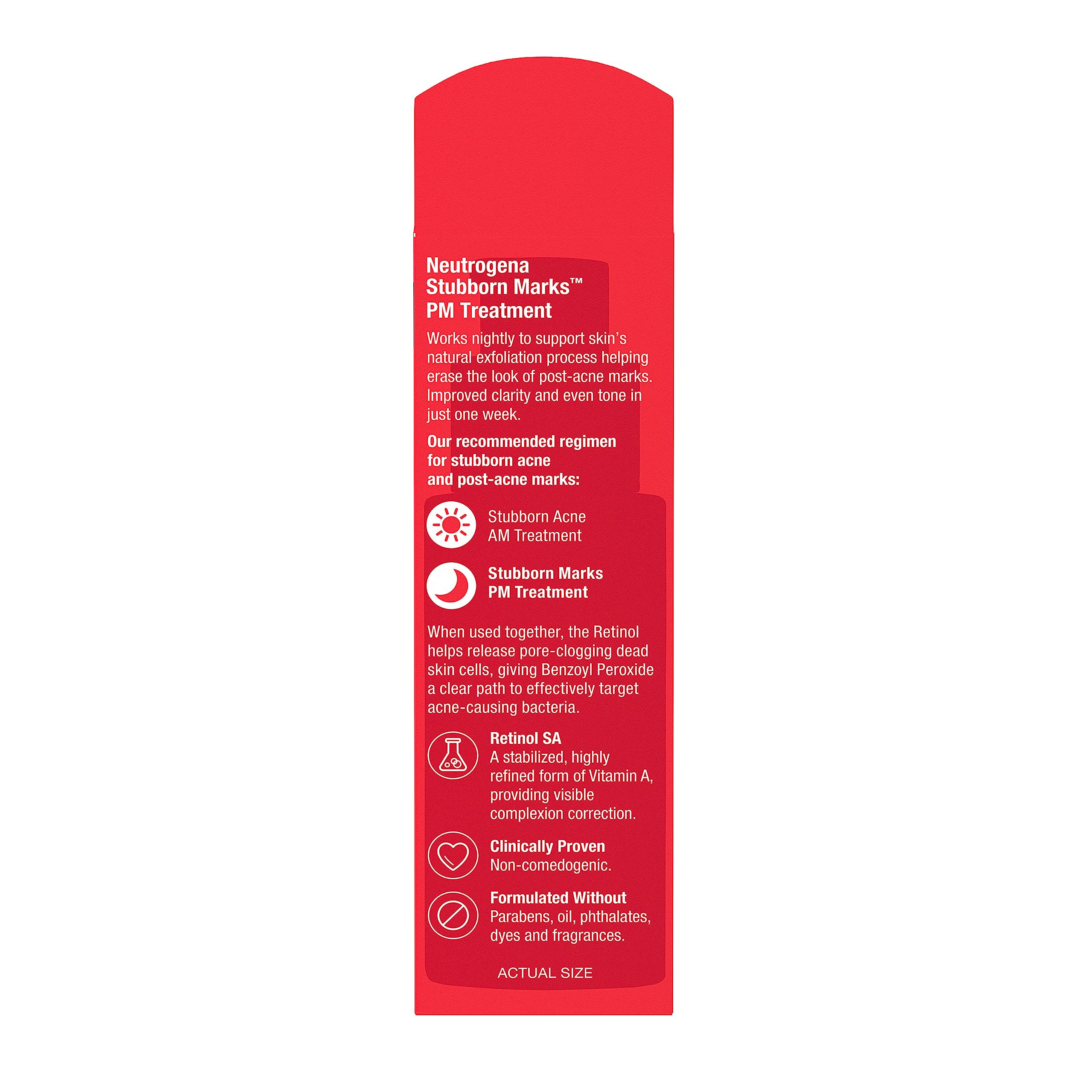Neutrogena Stubborn Marks PM Treatment with Retinol SA, Face-Exfoliating Treatment to Help Reverse the Look of Post-Acne Marks & Uneven Skin Tone, Oil-Free, Non-Comedogenic, PM Treatment, unscented, 1.0 Fl Oz