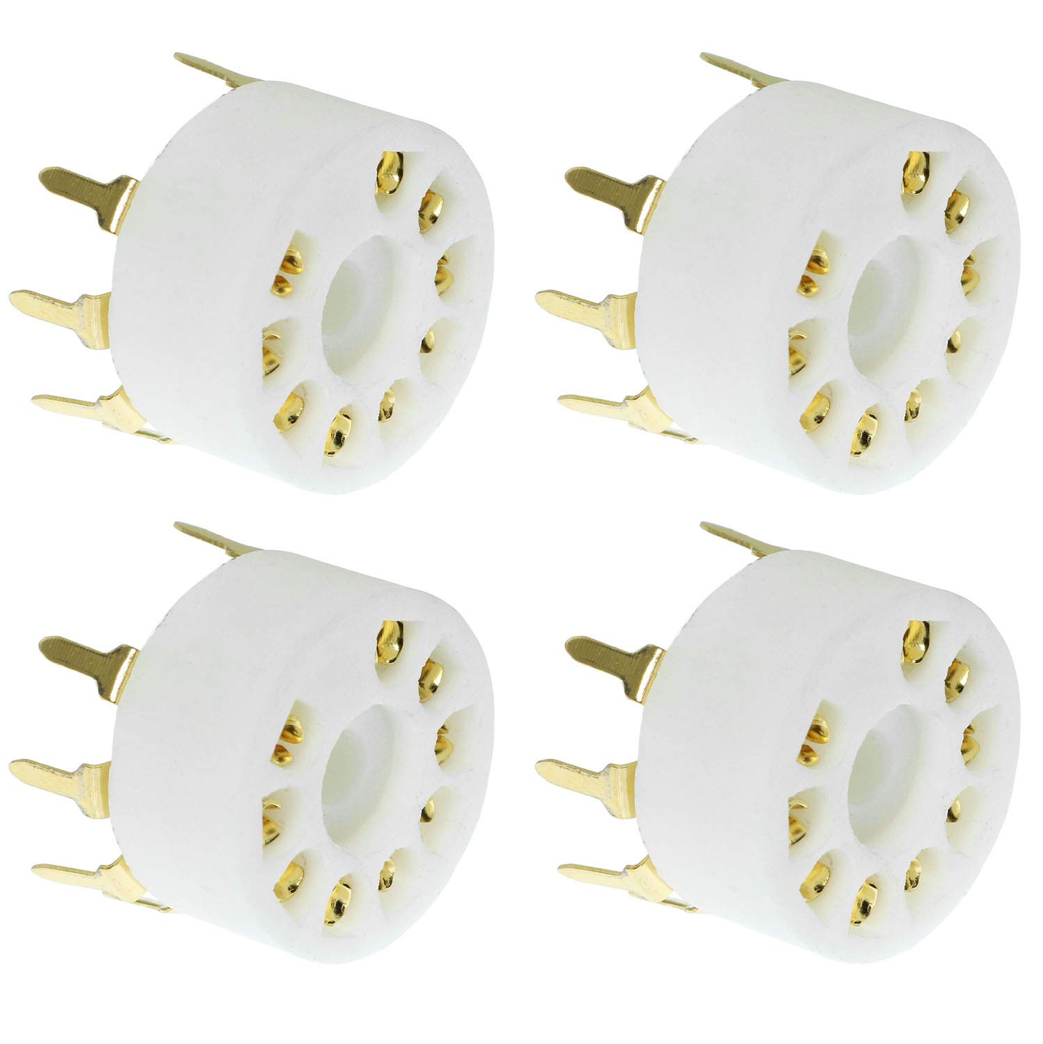 Magic&shell 4PCS B9A Ceramic 9 Pin Gold PCB Tube Socket for 12AX7/ECC83/6922/6n11