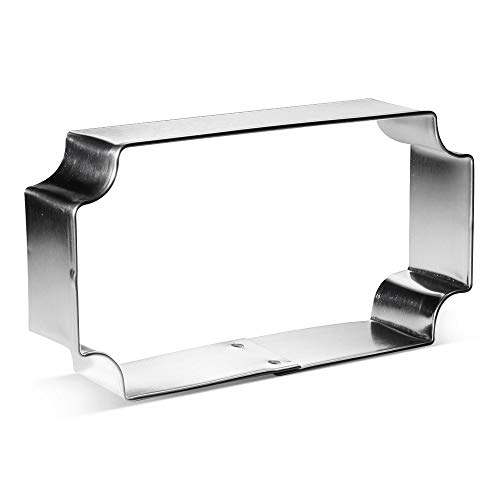 Ticket Plaque Cookie Cutter 3.75 Inch - Made in the USA – Foose Cookie Cutters Tin Plated Steel Ticket Plaque Cookie Mold