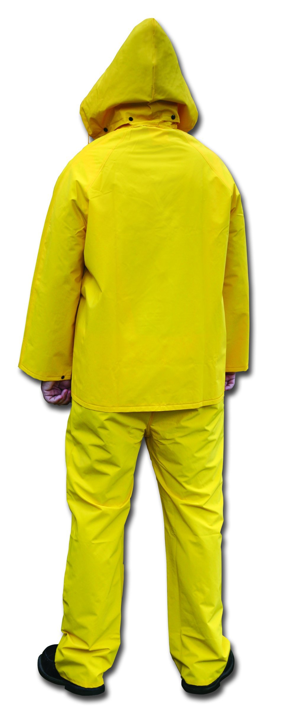 MCR Safety 2003X5 Classic PVC/Polyester 3-Piece Rainsuit with Attached Hood, Yellow, 5X-Large