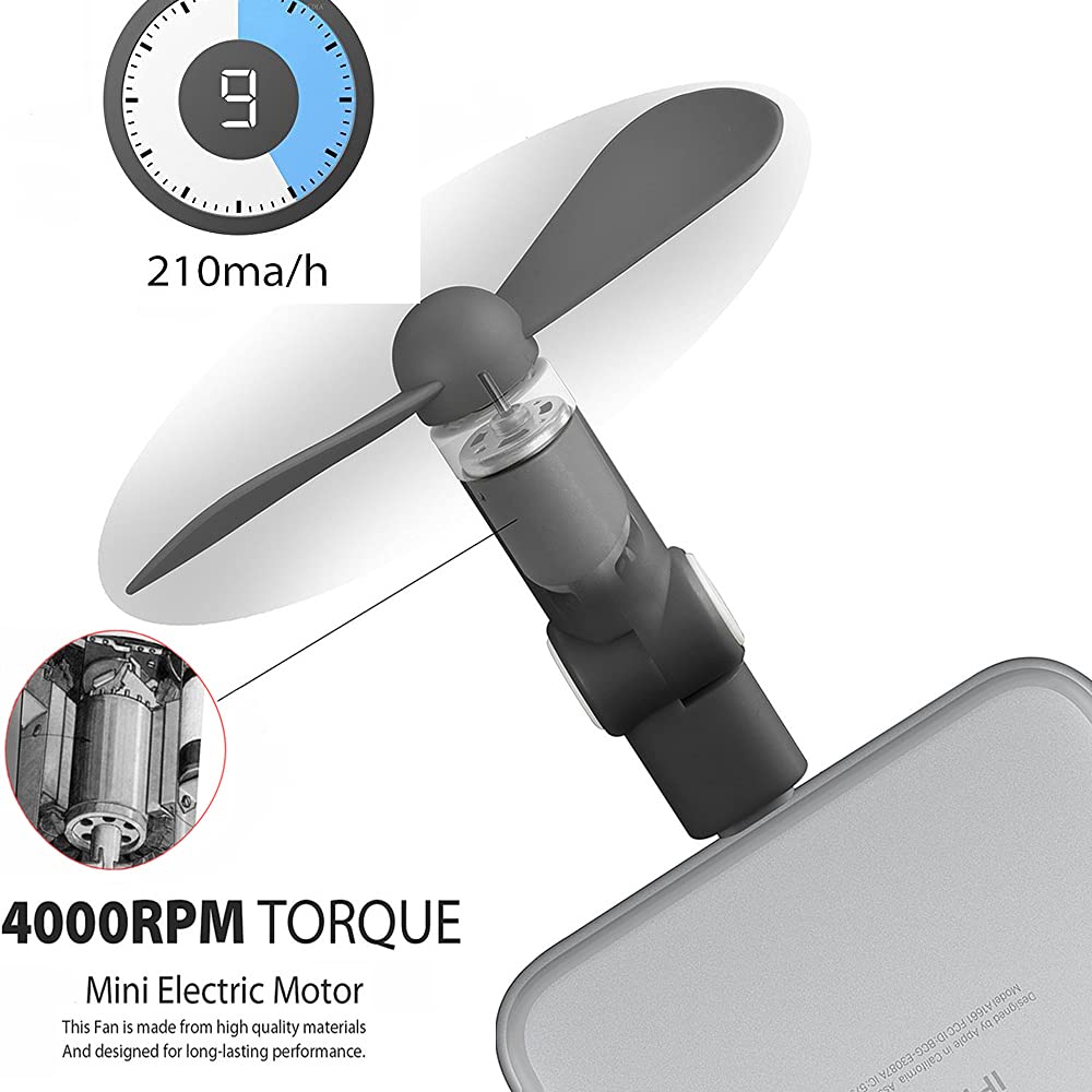 Mini Phone Fan, Wuedozue 180 Rotating Portable Cool Cooler Mobile Phone Fan Compatible with iPhone 14/14Pro Max/13/13 Pro Max/12/12 Pro Max/11/11 Pro/11 Pro Max/X/Xs/Xr/iPad and More (black)