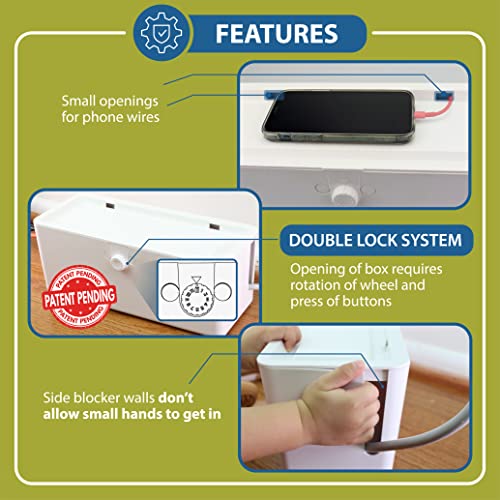 Power Strip Cover Box - Effectively Baby Proofs Power Strip on Floor or Wall. Large 13" with Double Lock, Convenient Side Openings for Cords & Cables. Protects Small Hands & Fingers