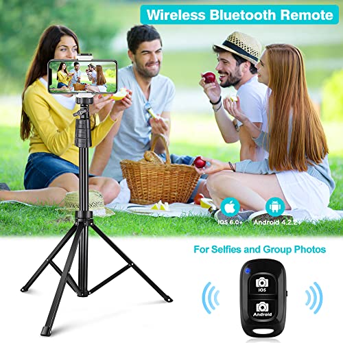 UBeesize 67" Phone Tripod&Selfie Stick, Camera Tripod Stand with Wireless Remote and Phone Holder, Perfect for Selfies/Video Recording/Live Streaming Black