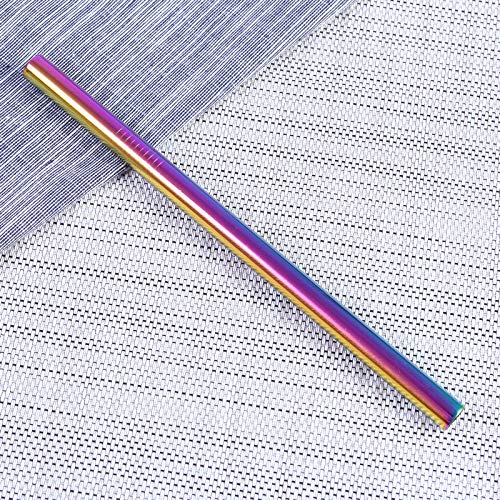 Sunwinc 100Pack Reusable Boba Straws&Jumbo Smoothie Straws-0.5" Wide. Stainless Steel 18/10 Extra Wide Reusable Metal Straws,Fat Boba Straws for Bubble Tea,Milkshakes,Jumbo Drinks (Rainbow-100Pack)