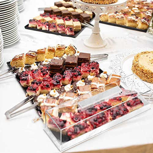 Rectangle Cake Tray with Lids, Clear Pastry Display Case, Dessert Holder Tray, Cake Stand, Cookie Display, Marble Pattern Plastic Cake Platter with Lucite Cover, Pastry Base