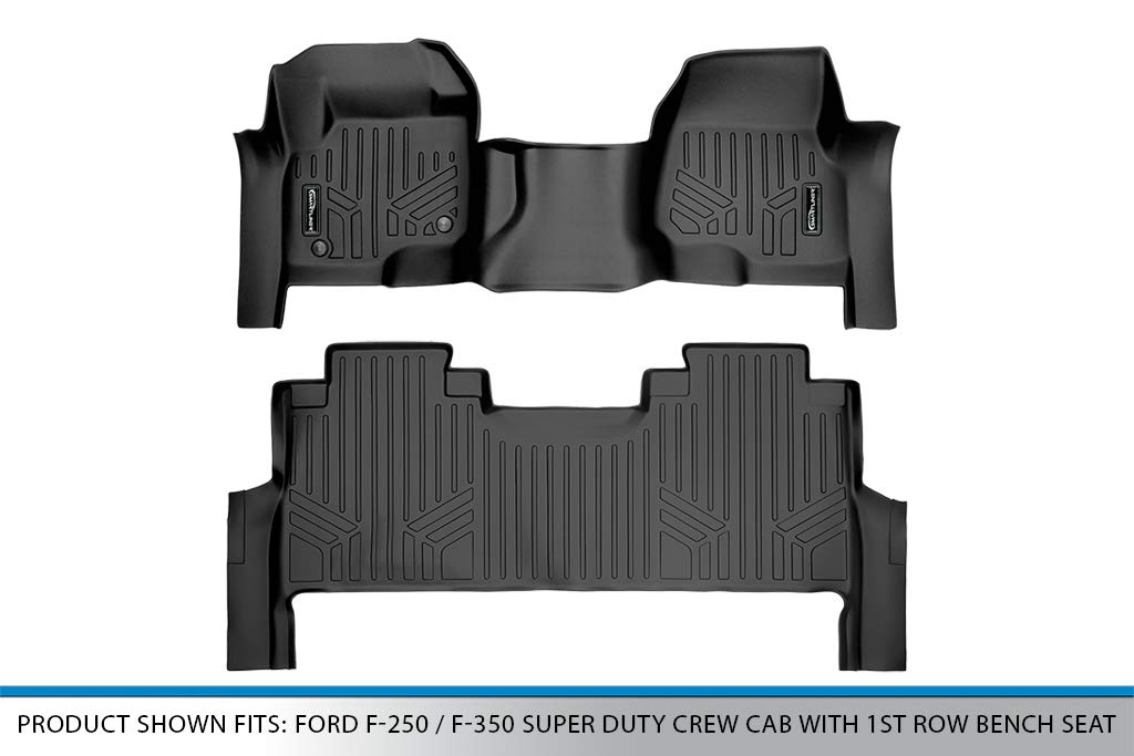 MAXLINER Custom Floor Mats 2 Row Liner Set Black Compatible with 2017-2022 Ford F-250/F-350 Super Duty Crew Cab with 1st Row Bench Seat