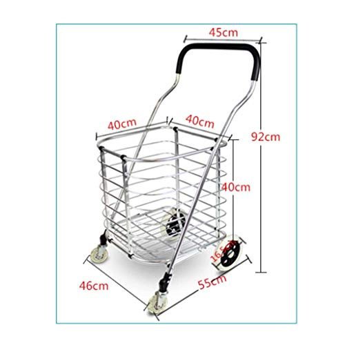 WDBBY Grocery Shopping Cart with Swivel Wheels, Foldable and Collapsible Utility Cart with Adjustable Height Handle
