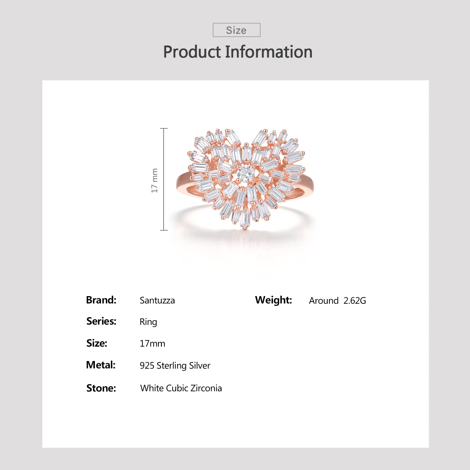 Santuzza 925 Sterling Silver Heart Ring 14K Rose Gold Plated Cubic Zirconia Ring for Women (8)