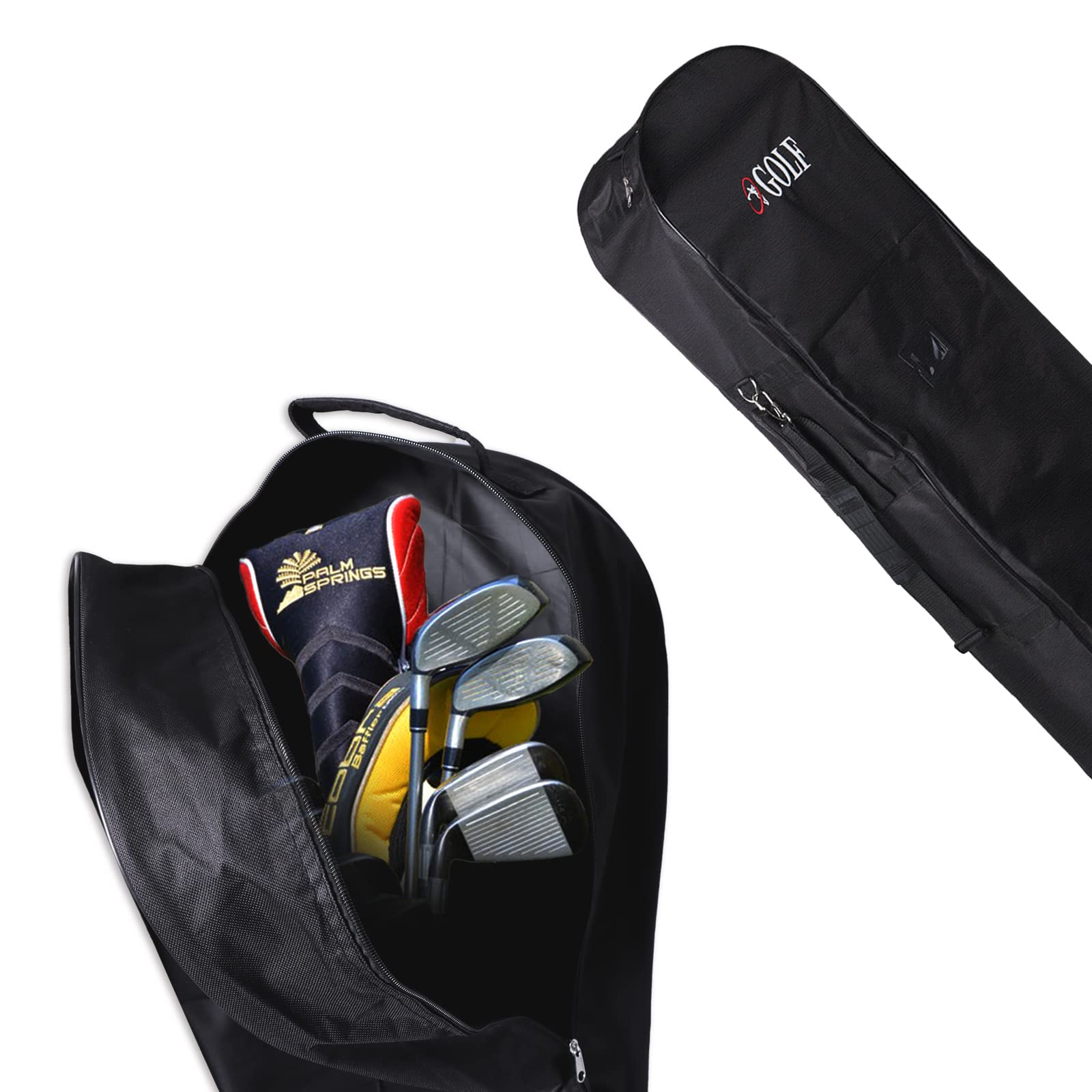 SOHAPY Golf Travel Bag and Support Rod, Universal Size Folding Bag with Wheels for Airlines Travel Golf Club Bag Accessories