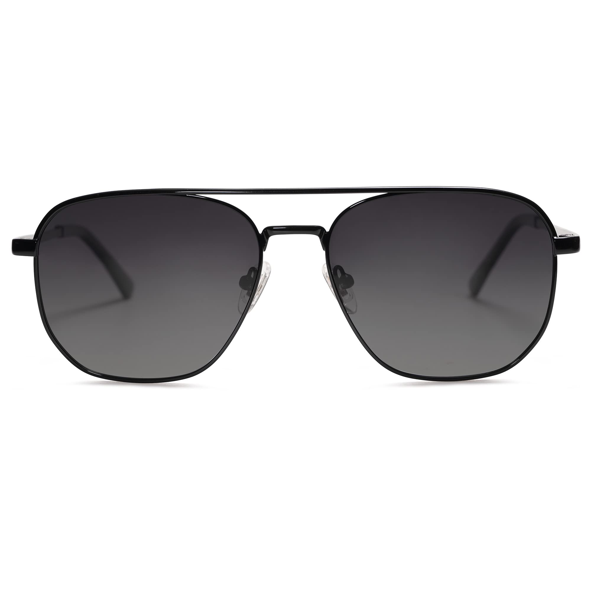 SOJOS Retro Aviator Polarized Sunglasses Womens Mens Vintage Square Shades Sun Glasses UV400 SJ1184 with Black/Grey Lens