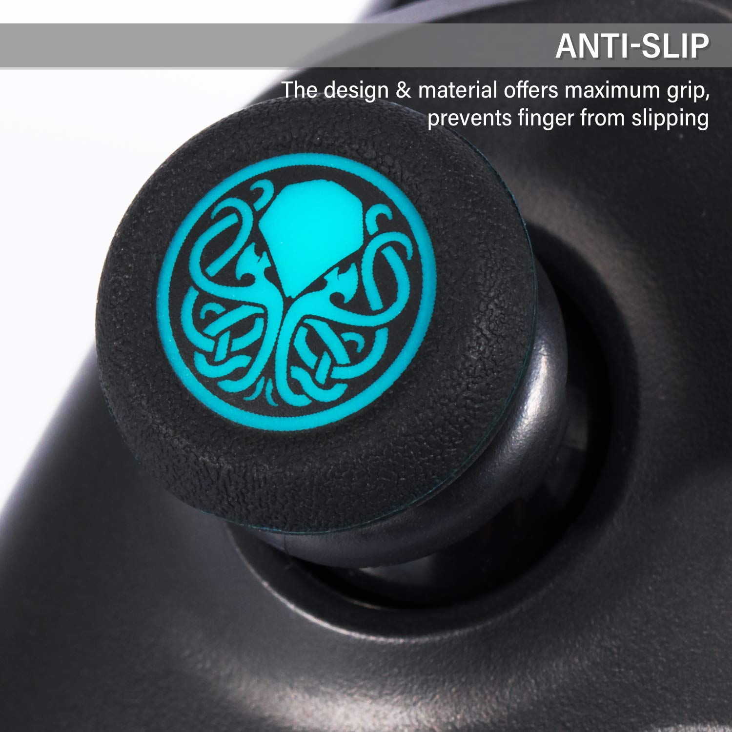 Playrealm FPS Thumbstick Extender & Printing Rubber Silicone Grip Cover 2 Sets for Xbox Series X/S & Xbox One Controller(Cthulhu Abyss Blue)