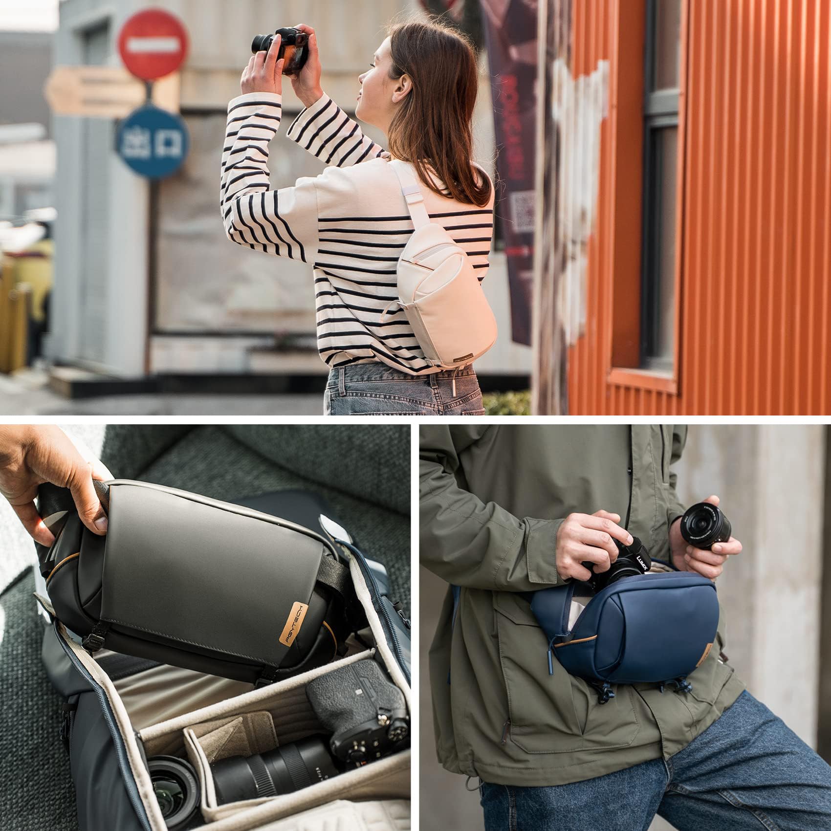 PGYTECH OneGo Solo Camera Sling Bag, Crossbody Waist Fanny 3L Small Camera Shoulder Bag for Men and Women