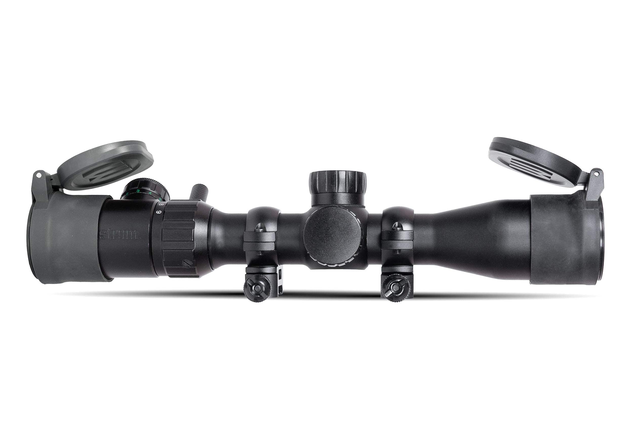 Monstrum 2-7x32 Rifle Scope with Rangefinder Reticle | Monstrum Flip Up Lens Cover Set | Bundle