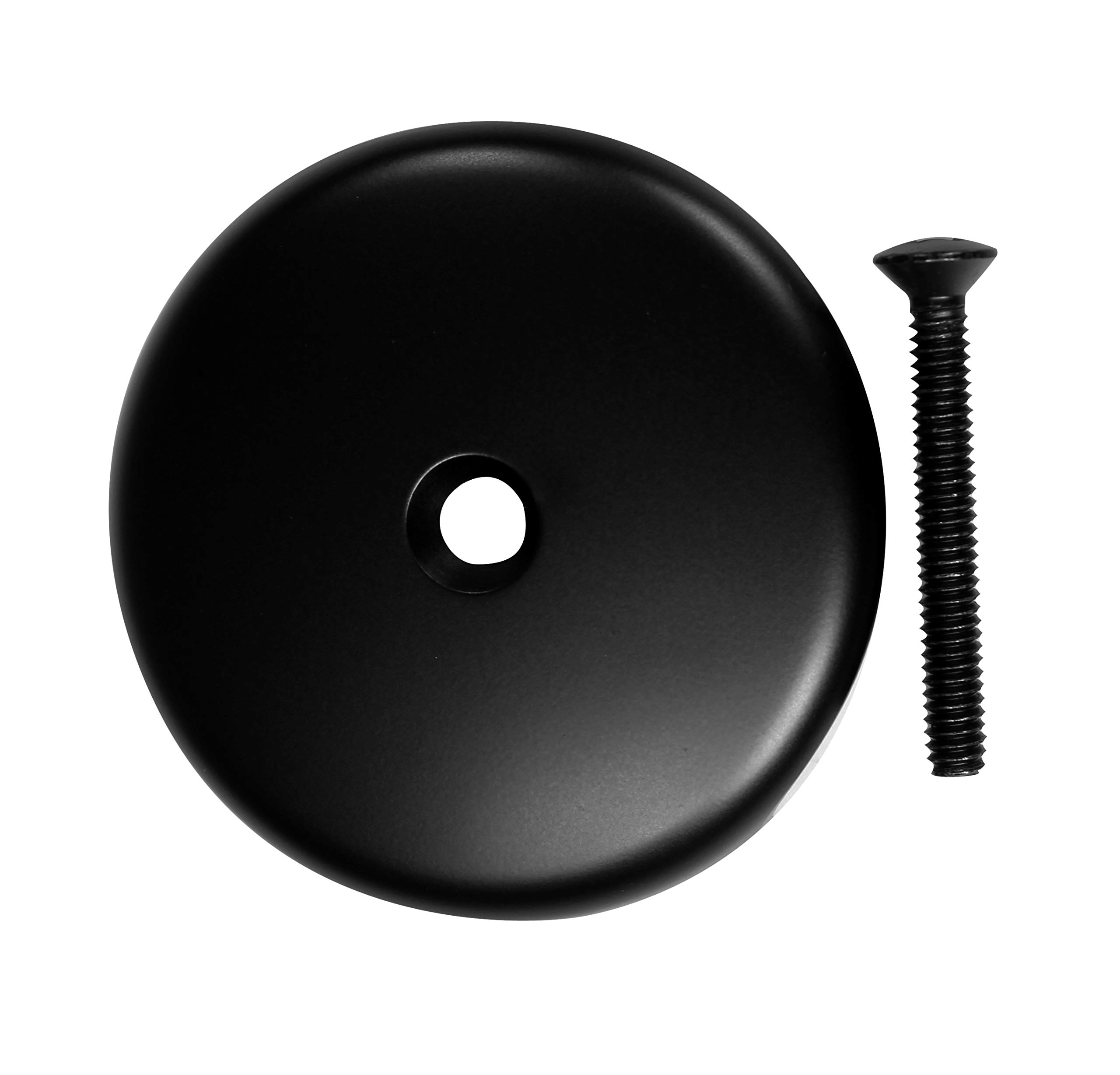 Westbrass D93-62 1-1/2" Coarse Thread Tip-Toe Bathtub Drain Plug Trim Set with One-Hole Overflow Faceplate, 1-Pack, Matte Black