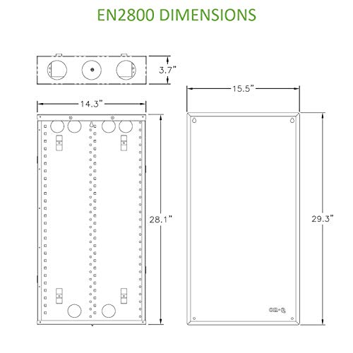 Legrand - OnQ 28 Inch Media Enclosure, 20 Gauge Media Box, Cable Wall Cover with 2.5 Inch Openings to Pull Wires Through, Recessed Media Box Includes Cover Mounting Hardware, White, EN2800
