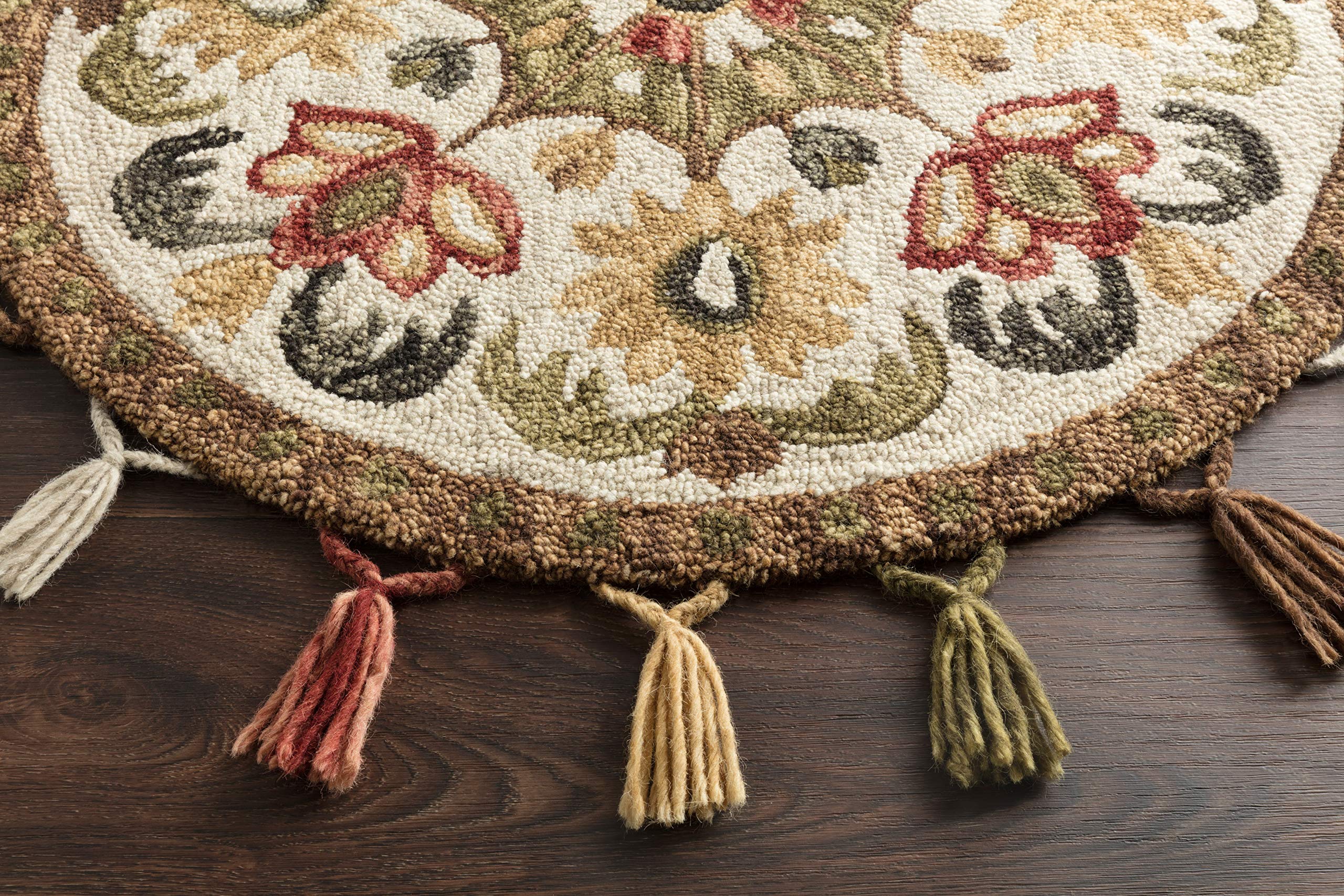Loloi Remy Collection Round Accent Wool Area Rug, 3'x3', Wine/Multi