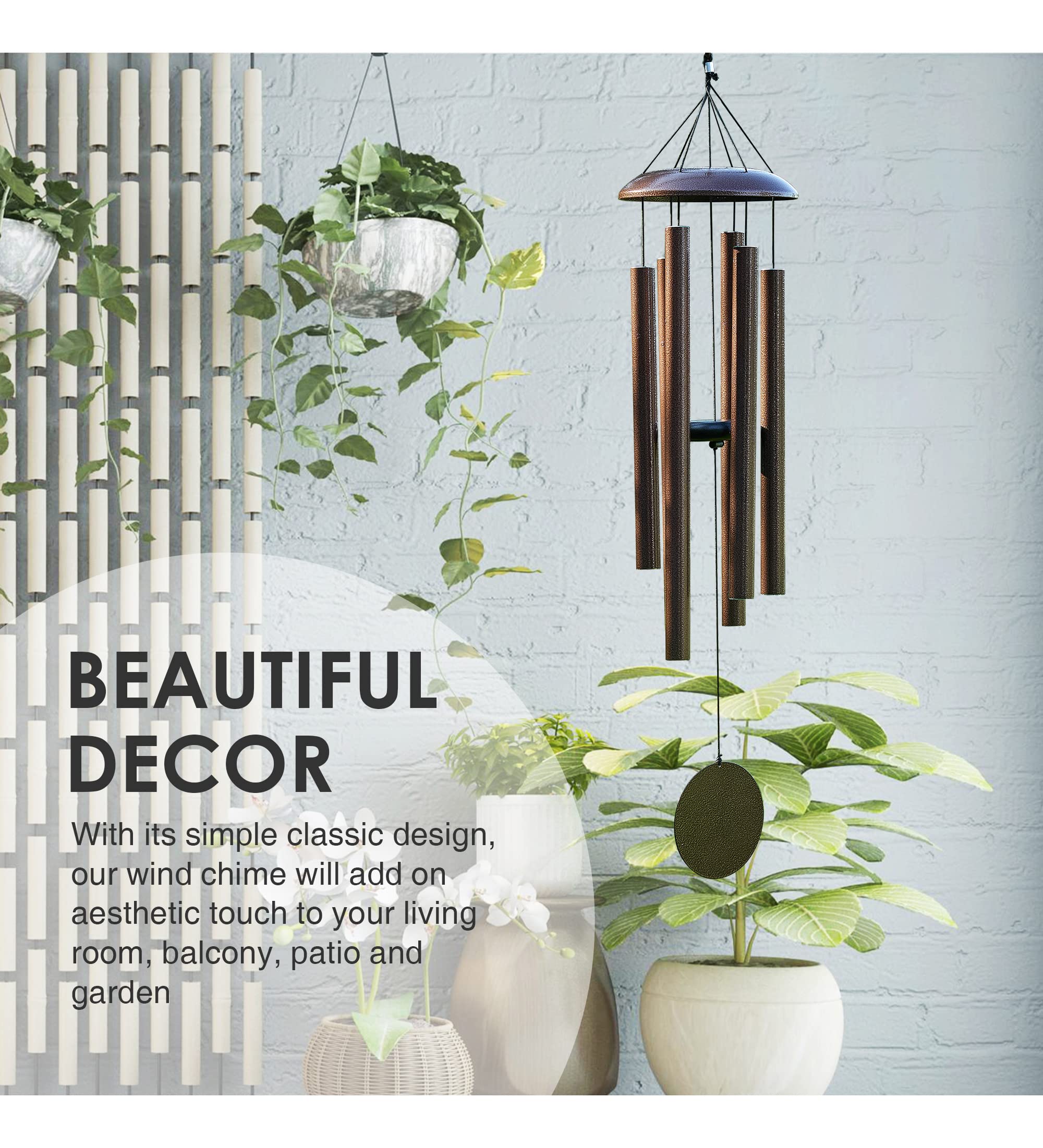 Vanquer Wind Chimes for Outside Deep Tone - 38'' Wind Chimes Outdoor Clearance, Deep Tone Wind Chimes, Windchimes Outdoors, Memorial Wind Chimes, Sympathy Gifts, Garden Patio Yard, Home Décor, Bronze