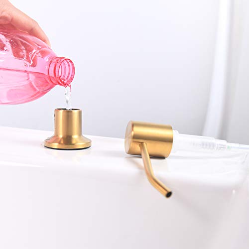 TINAGO Built in Soap Dispenser for Kitchen Sink with 17oz Bottle, Stainless Steel Brushed Gold Stand Hand Pump Head