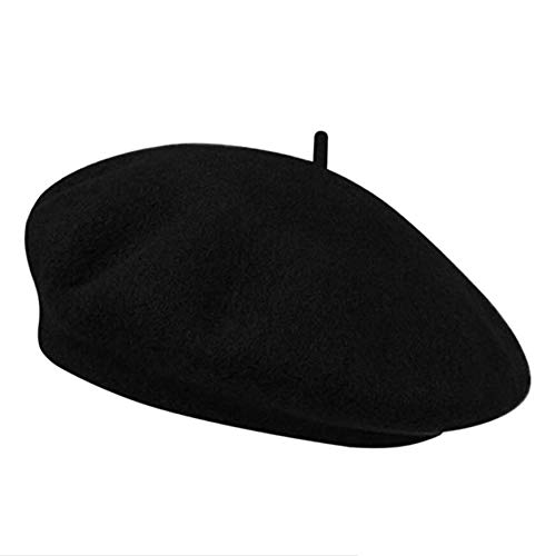 MAYMII Wool Black Beret Hat - French Beret -Solid Color Beret Cap for Women Girls