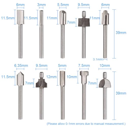Wolfride 20Pcs Rotary Tool Router Bits 1/8" Shank Rotary Bits for Wood Carving