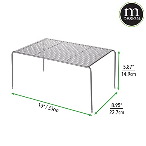 mDesign Large Metal Raised Closet Storage Shelf Organizer for Bedrooms, Bathrooms, Living Room Organization - Holds Clothes, Shoes, Jeans - Concerto Collection - 2 Pack - Graphite/Dark Gray