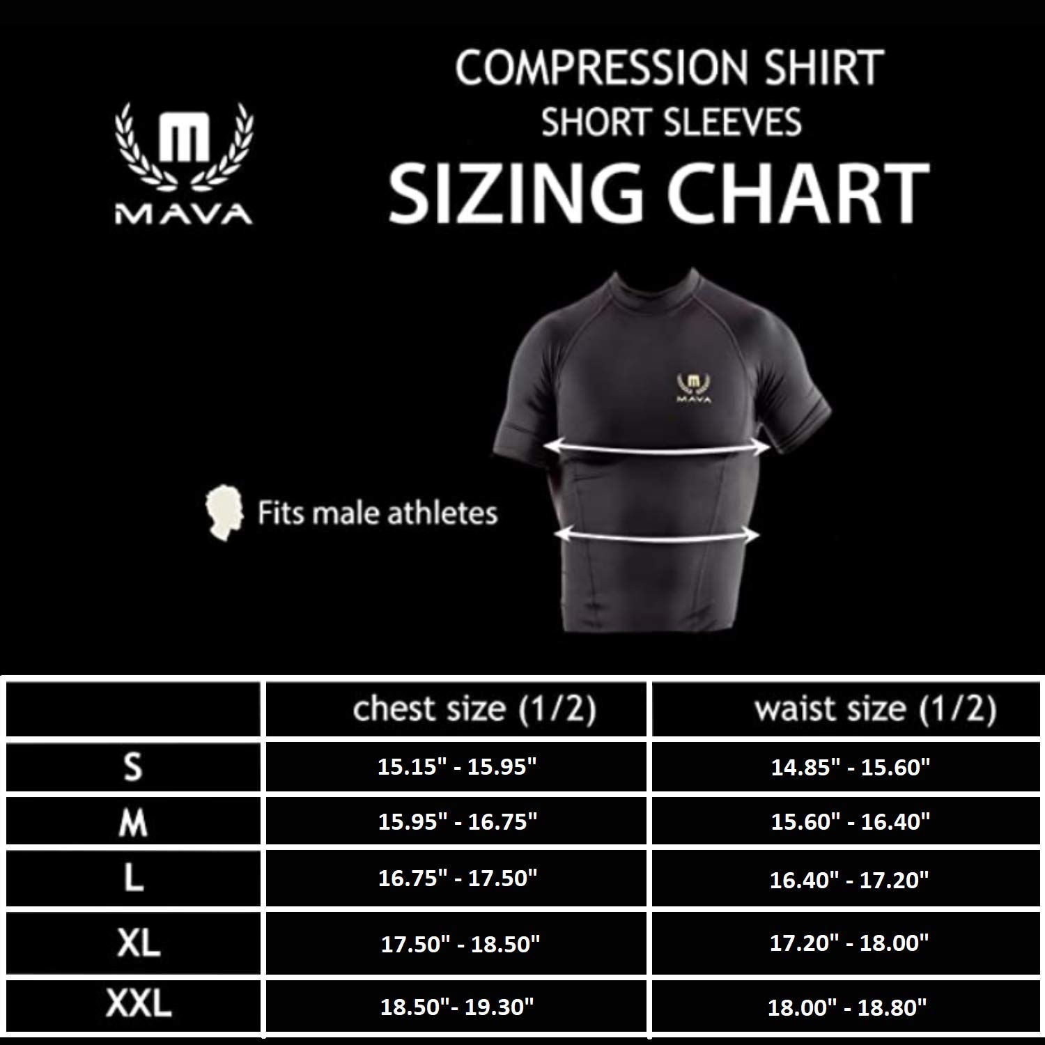 Mava Sports Compression Short Sleeve Shirt for Men - Baselayer Athletic Workout T-Shirt for Gym Workout